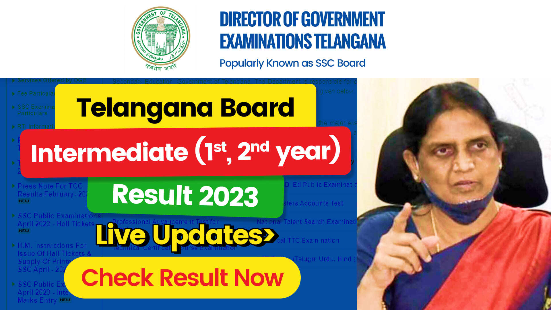 Telangana Board Inter (1st & 2nd Year) Result 2023 - Live Updates